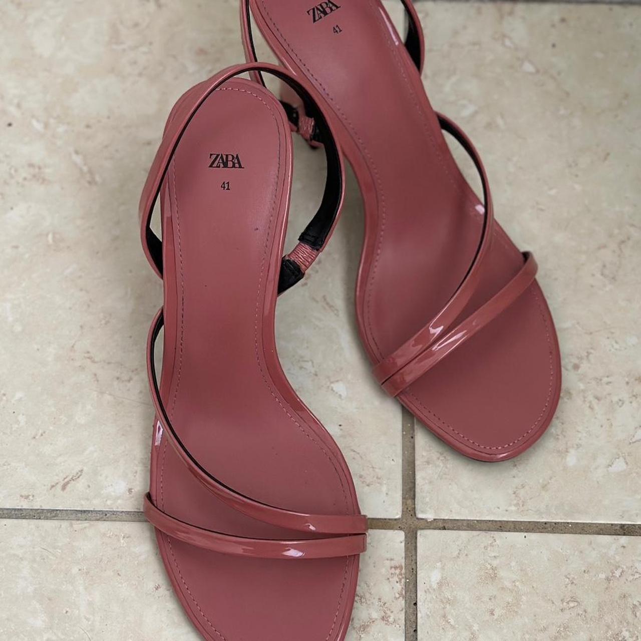 Zara Pink Leather Heels 💕 brand new condition only... - Depop