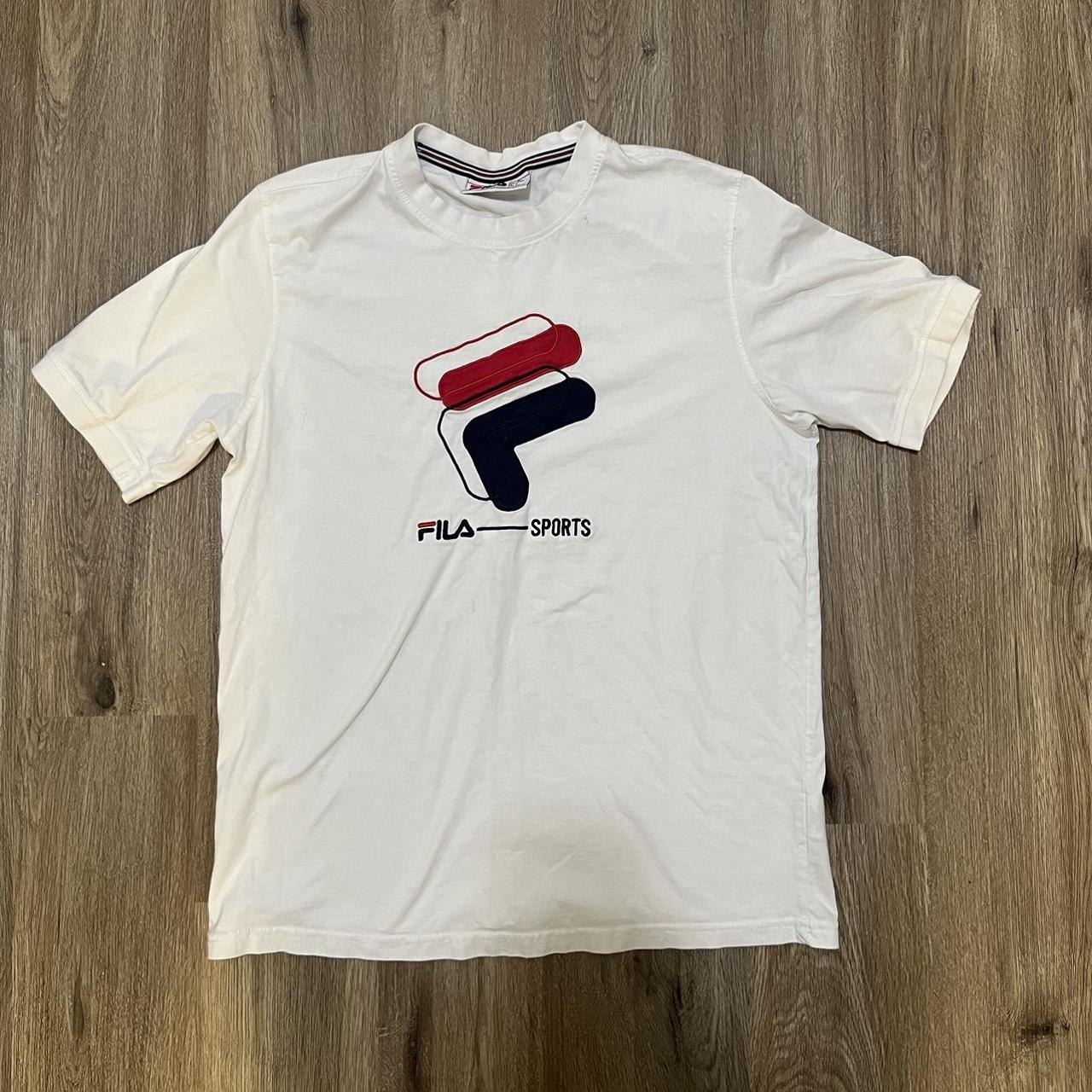 cool luh vintage fila tee Size: L comfortable... - Depop