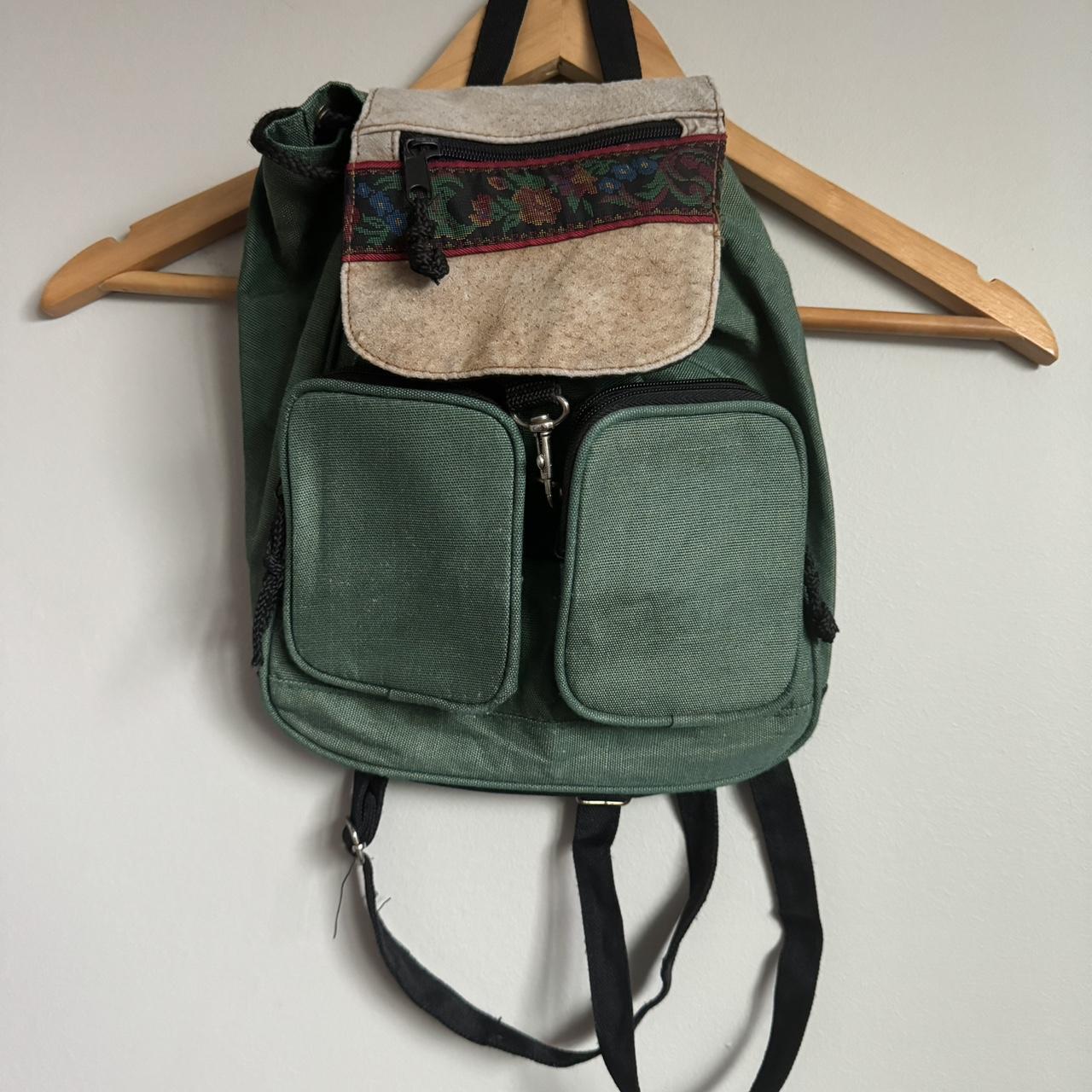 Vintage green & floral mini backpack. #backpack... - Depop