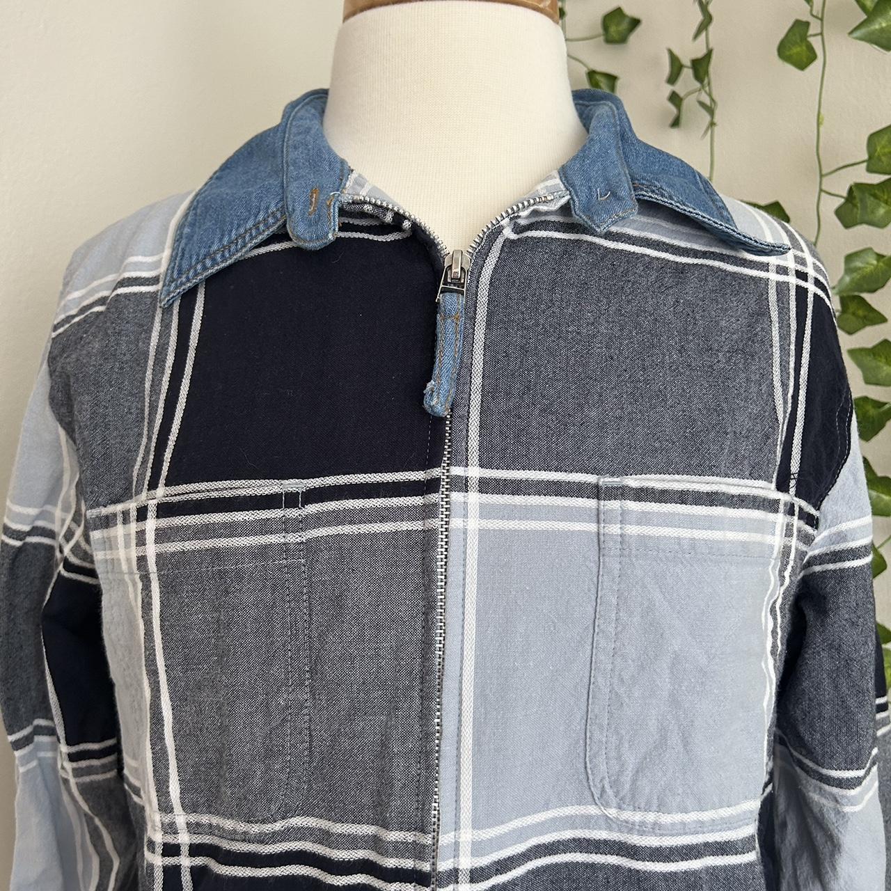 Vintage Patchwork Plaid Denim Jacket Brand is... - Depop