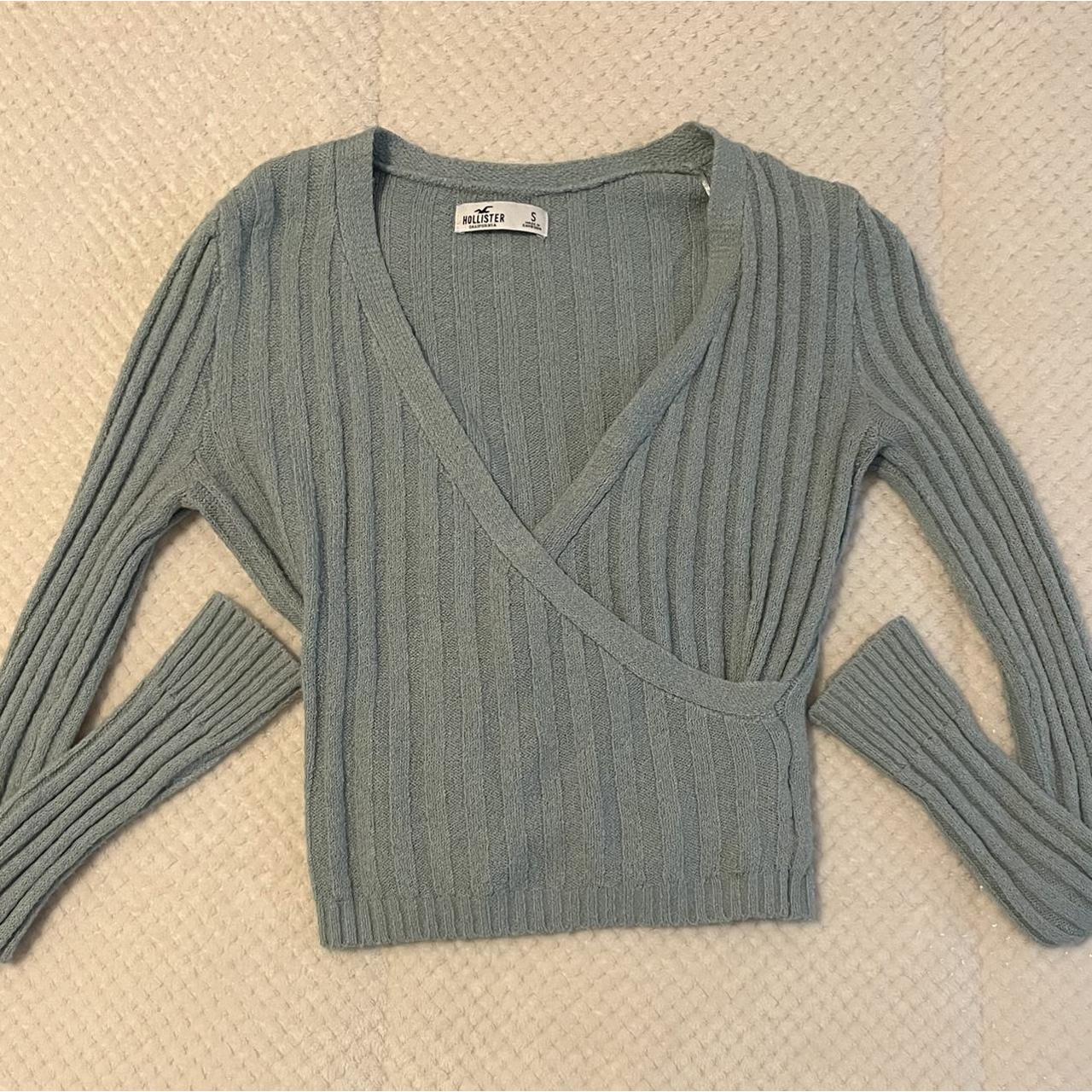 Light green cross over sweater. Super cute and soft... - Depop