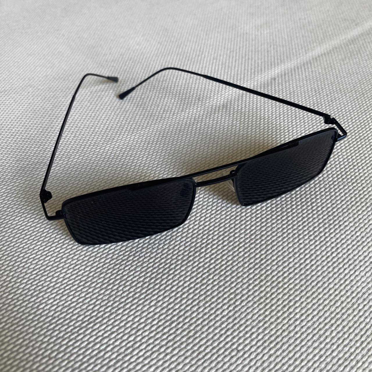 Black Wire Frame Rectangular Sunglasses Very Matrix Depop