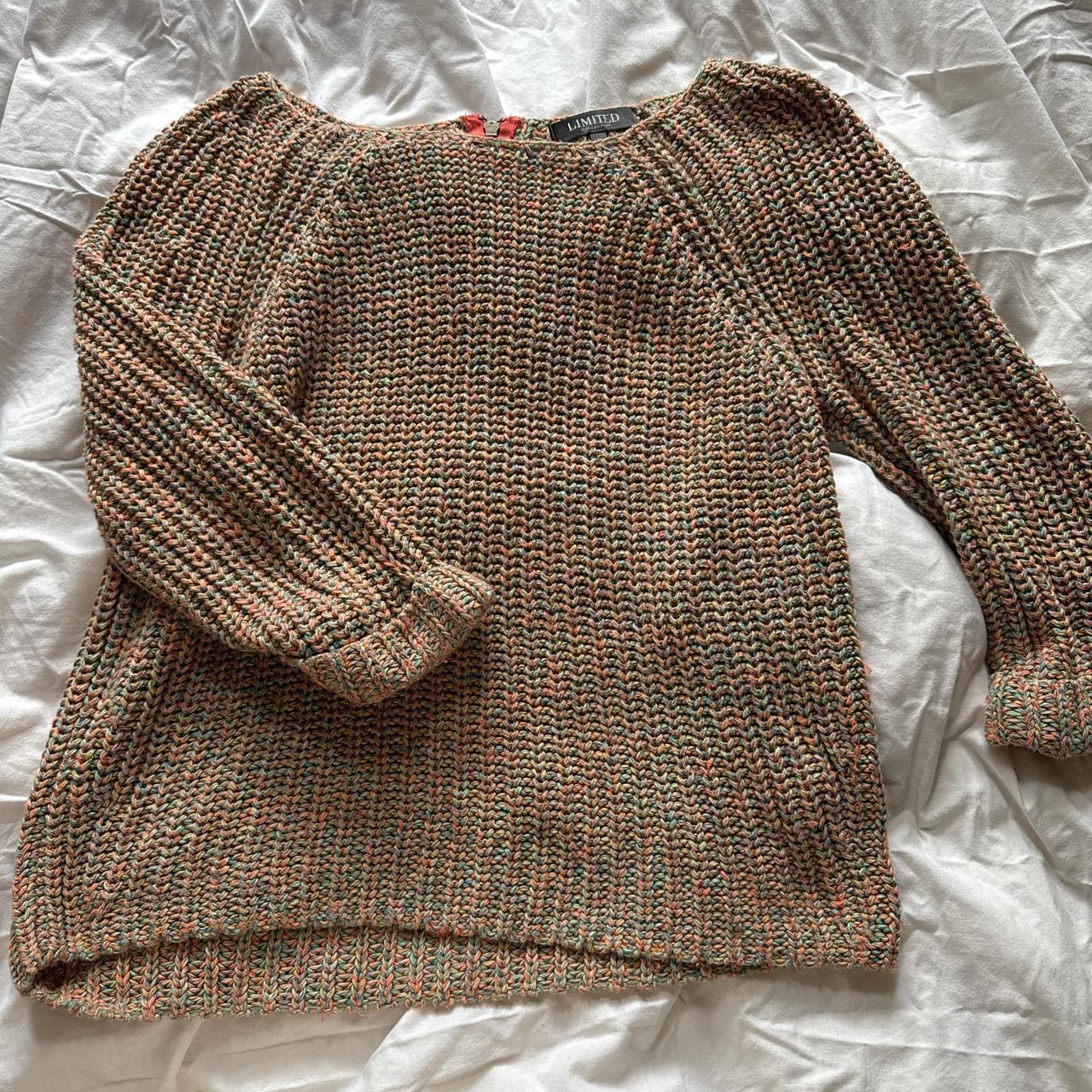 Multi-coloured knitted sweater with a relaxed fit... - Depop