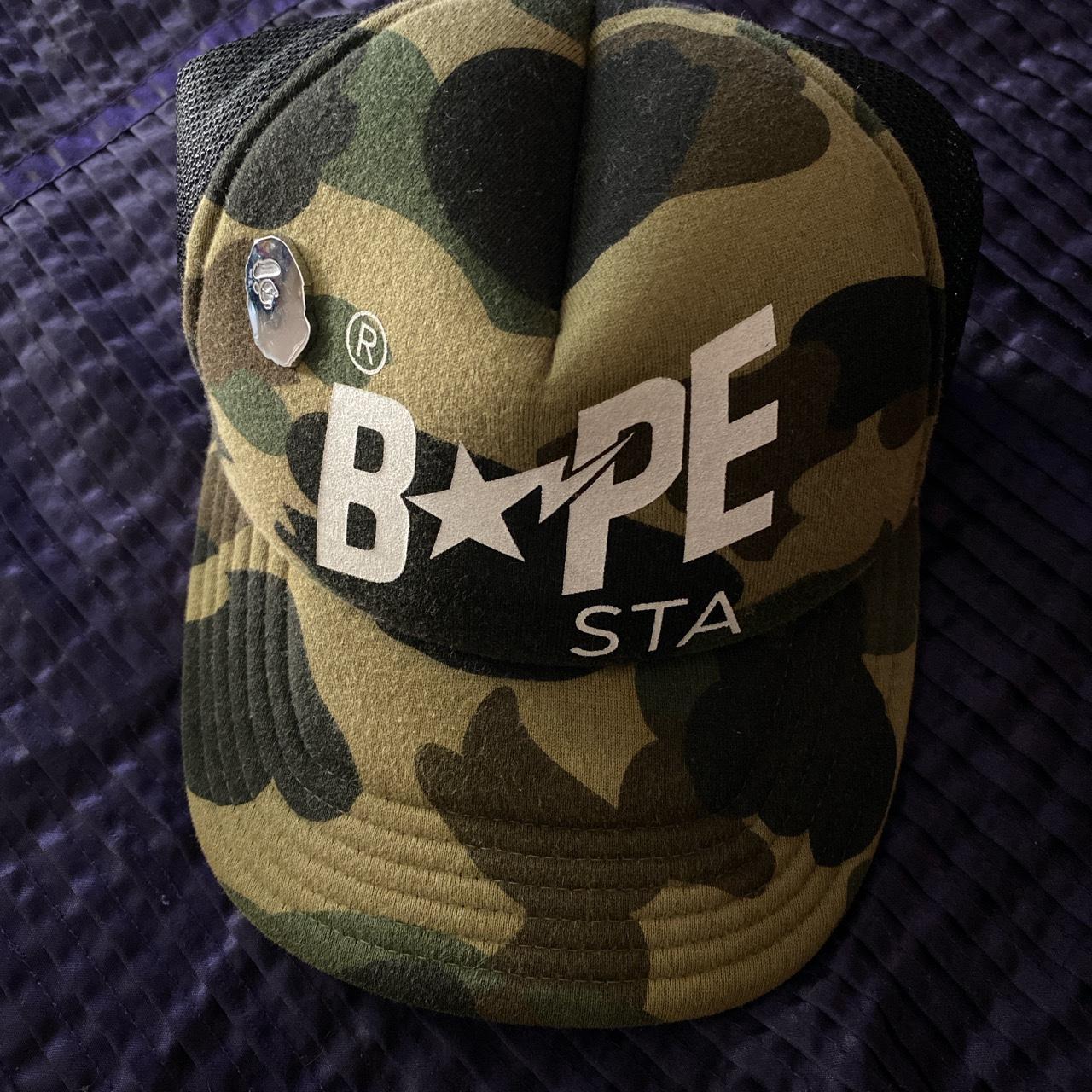 Green camo bape trucker hat #bape #bapehat... - Depop