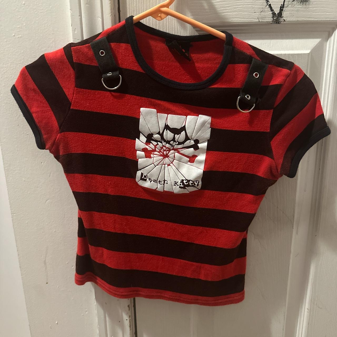 “Death kitty” striped shirt! Good condition By... - Depop