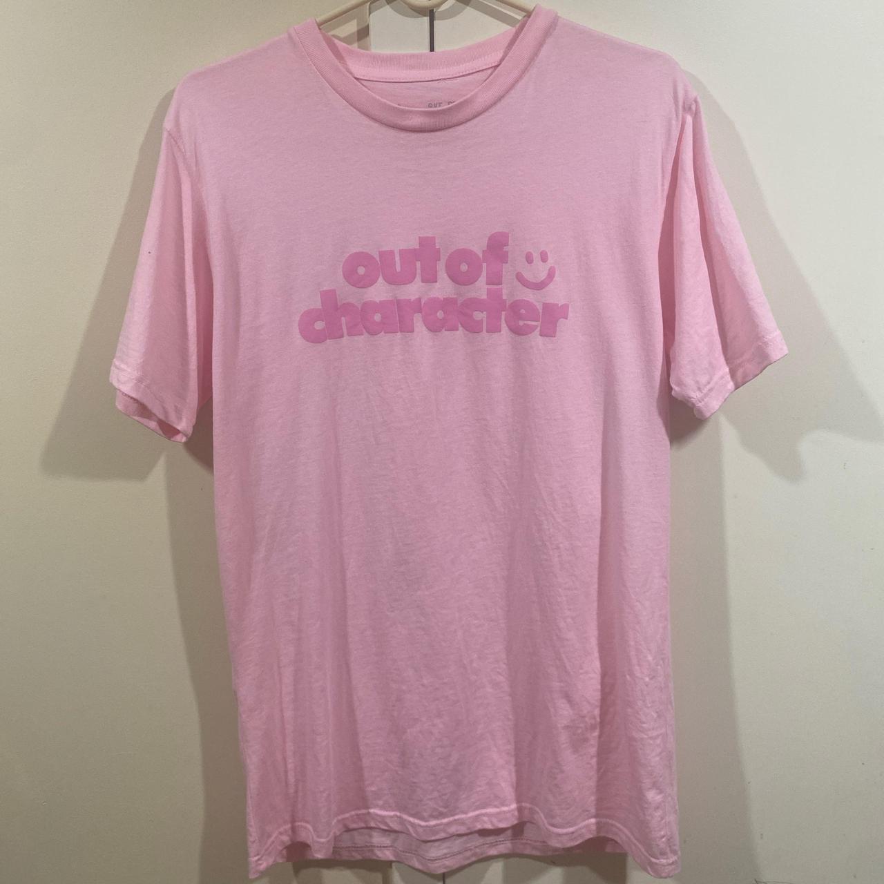 Pink "Out of Character" tee #pinktee #outofcharacter... - Depop