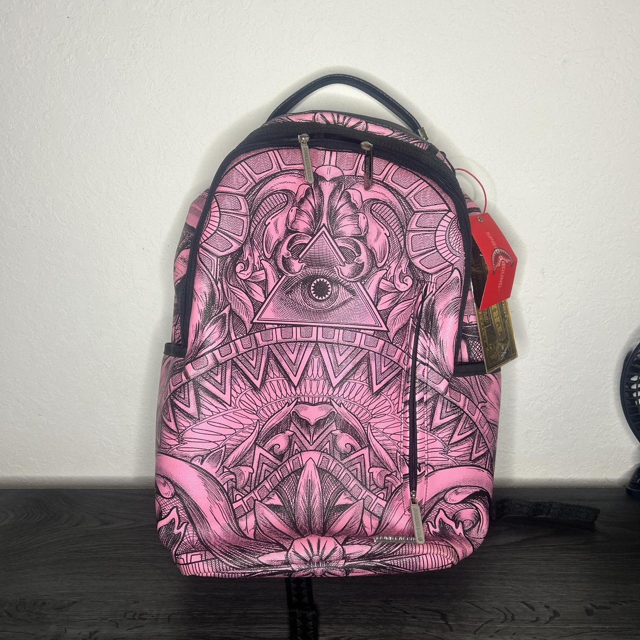 Sprayground Pink and black backpack #backpack | Depop