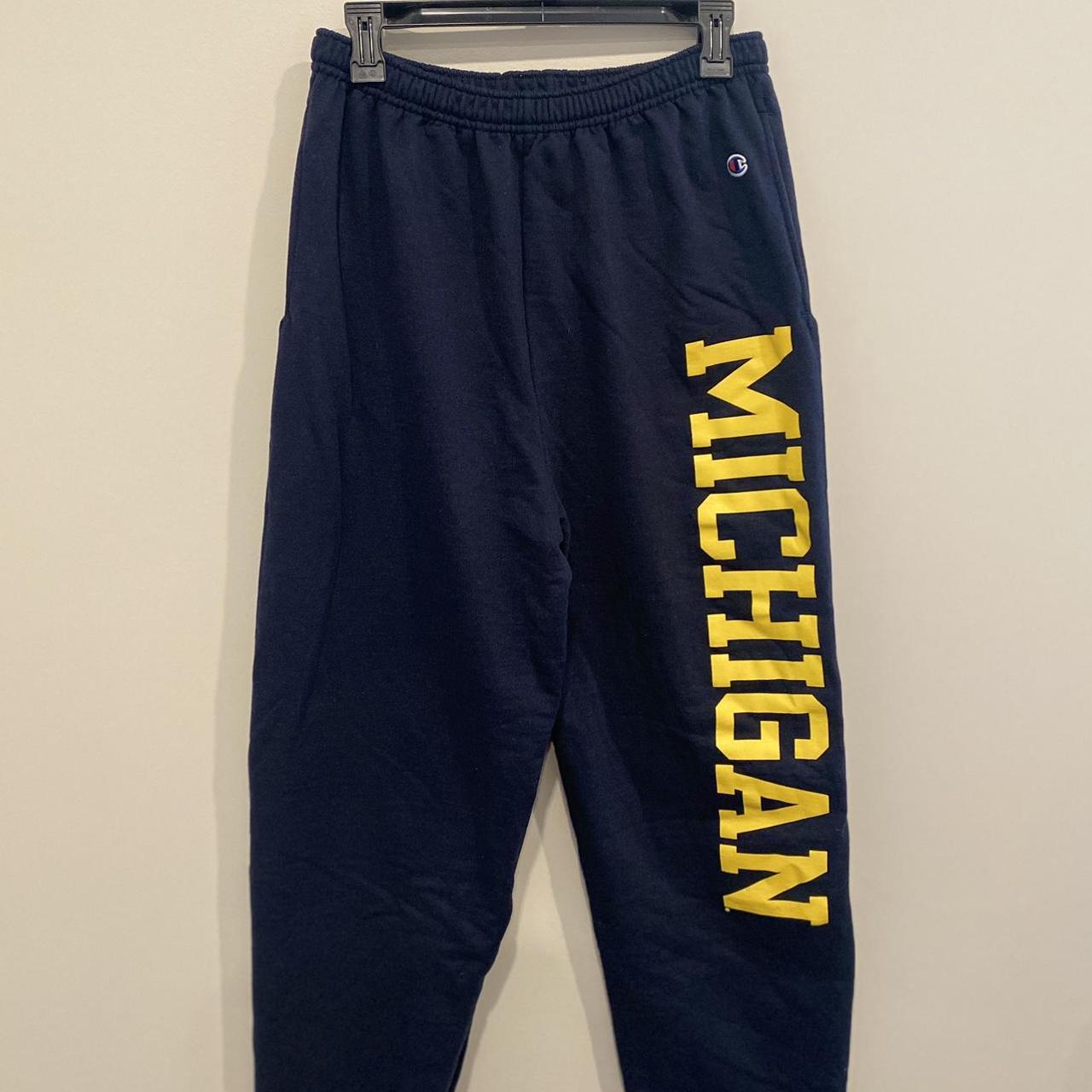 Champion Men's Navy and Yellow Joggers-tracksuits | Depop