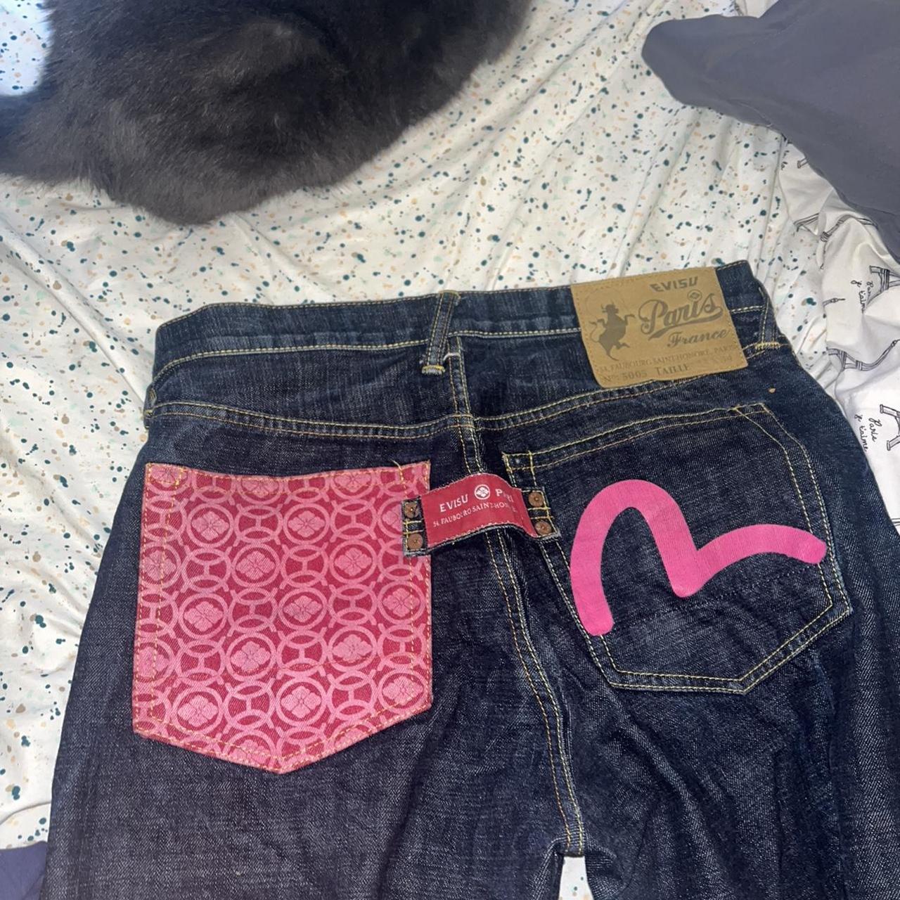 Evisu jeans rare pink logo size 34 jeans baggy #y2k - Depop