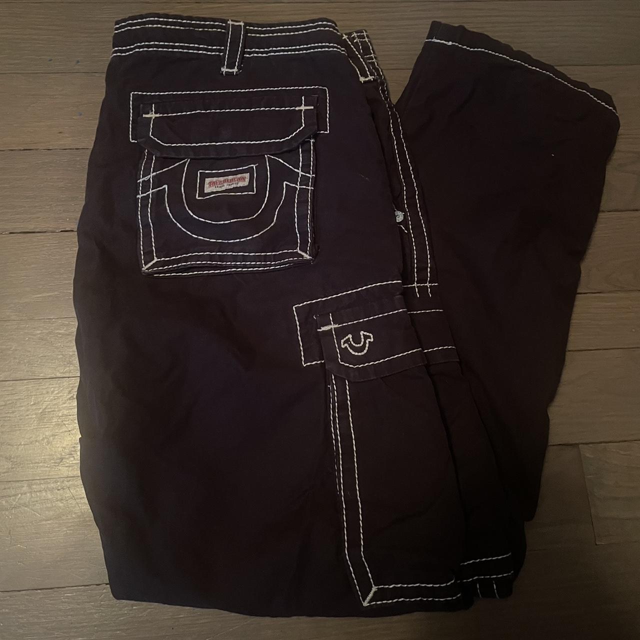 True Religion Men's Black and White Trousers | Depop