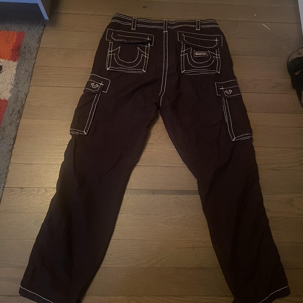 True Religion Men's Black and White Trousers | Depop