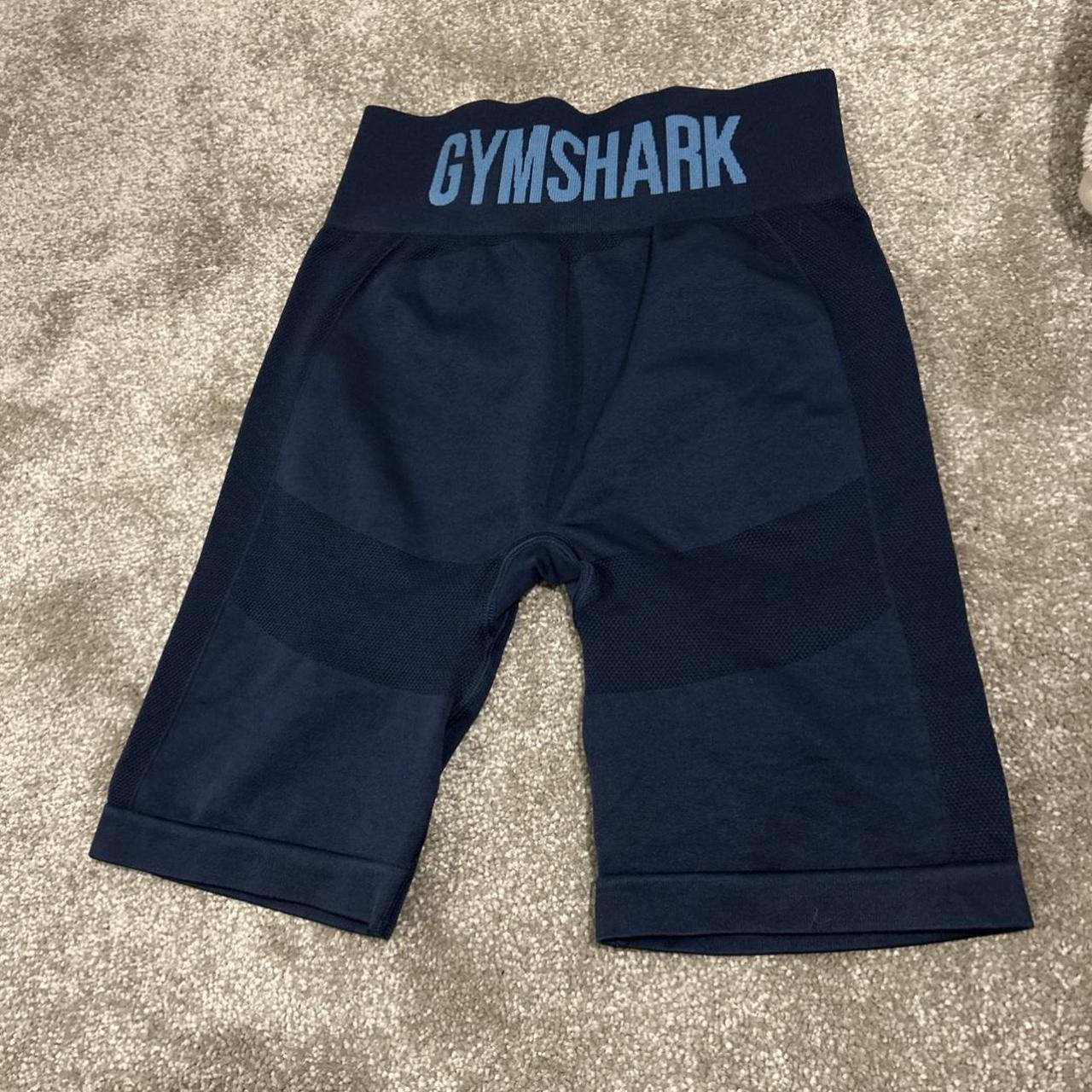 Navy gymshark cycling shorts Size small Sticker has... - Depop