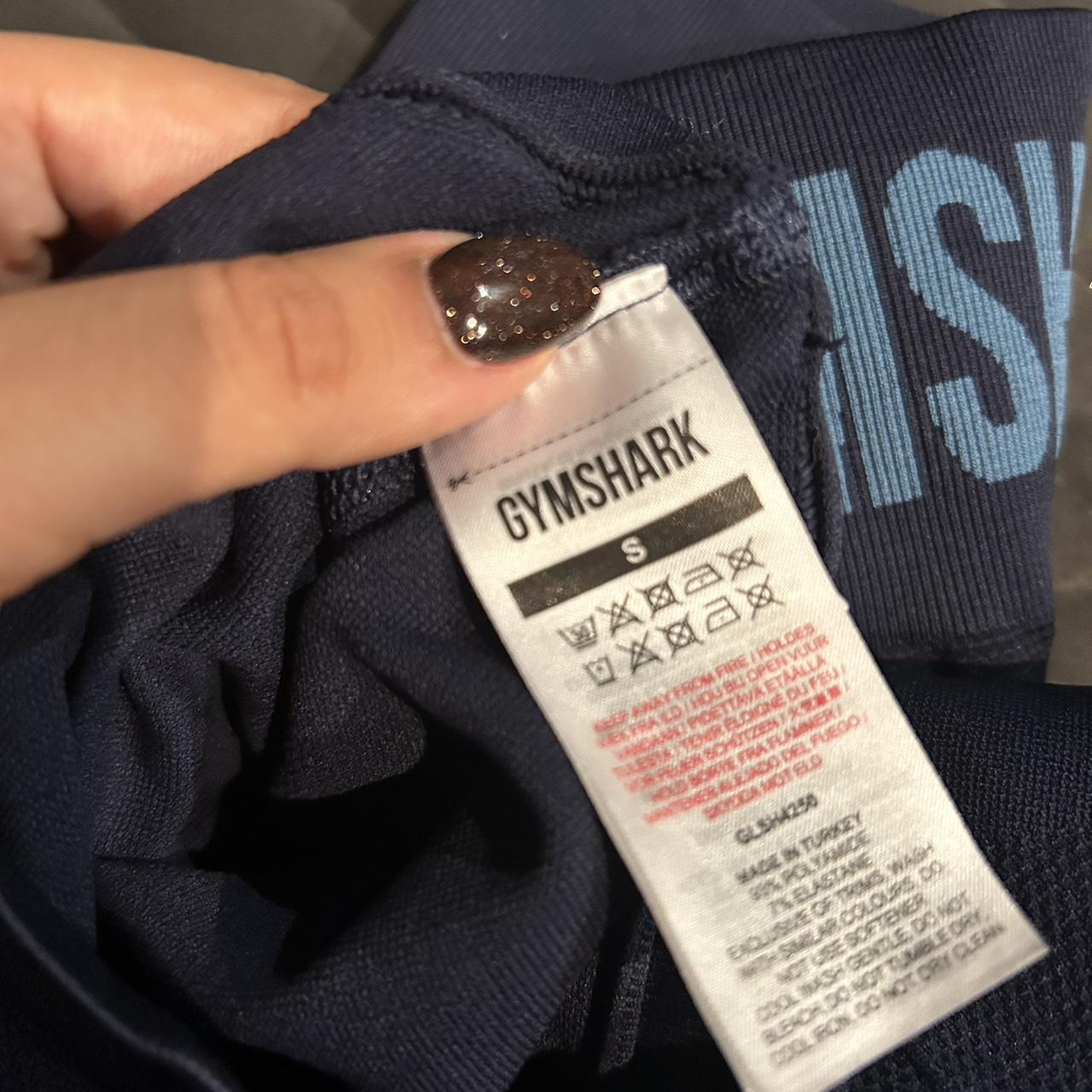 Navy gymshark cycling shorts Size small Sticker has... - Depop