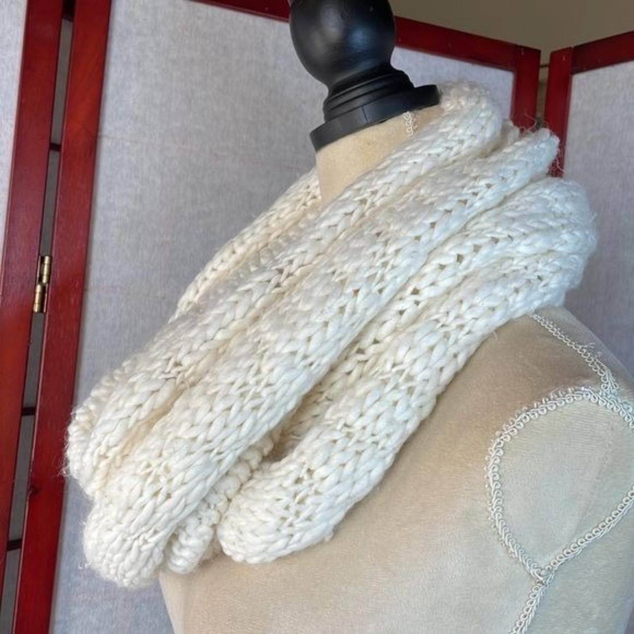 White knitted infinity scarf. A little bit of... - Depop