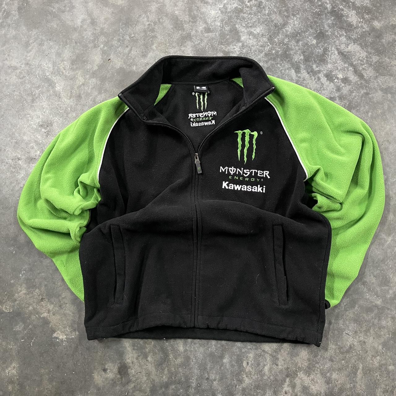 Y2K Monster Energy Kawasaki Zip-Up Size Medium, fits... - Depop