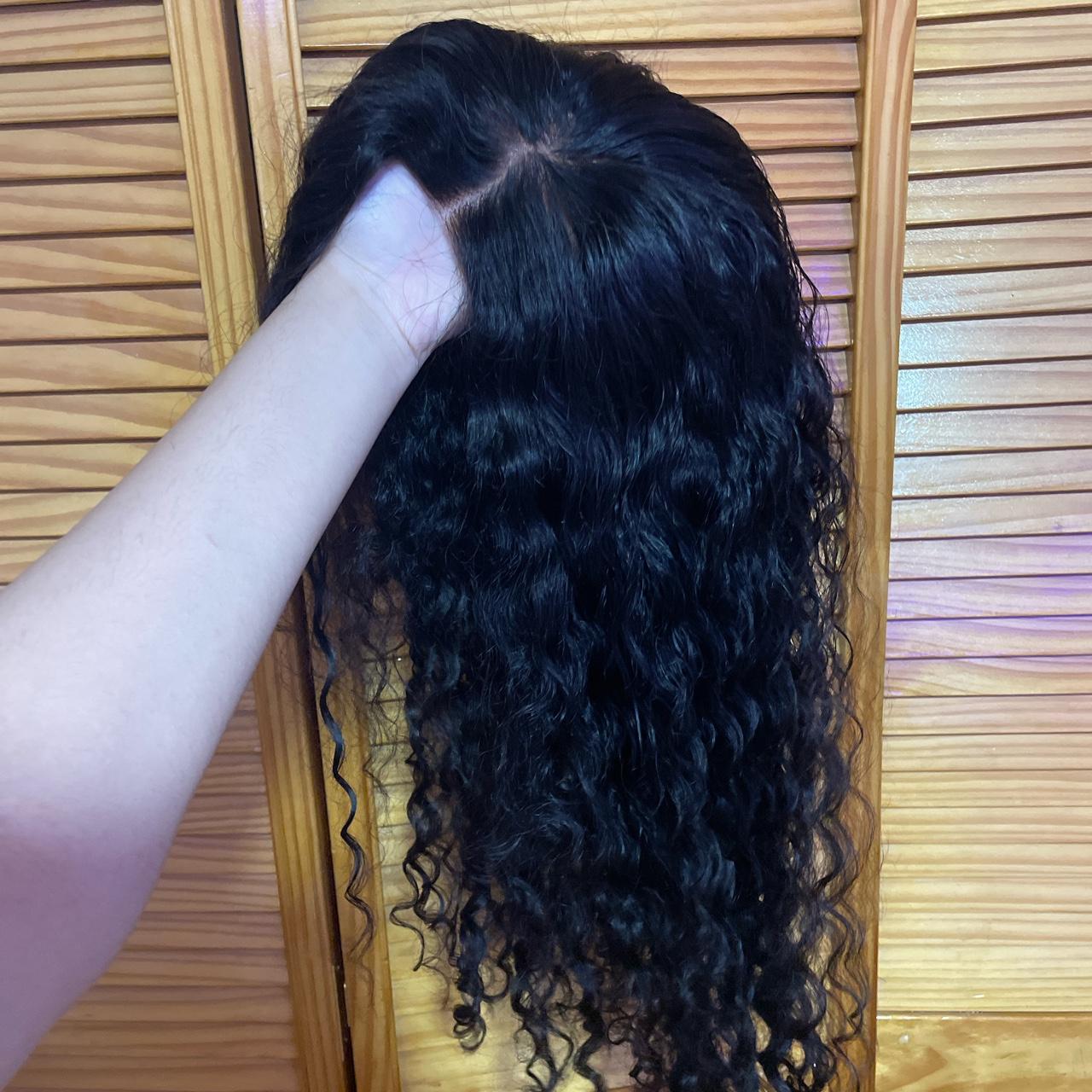 Glueless, 24 inch deep wave wig -4x4 lave front... - Depop