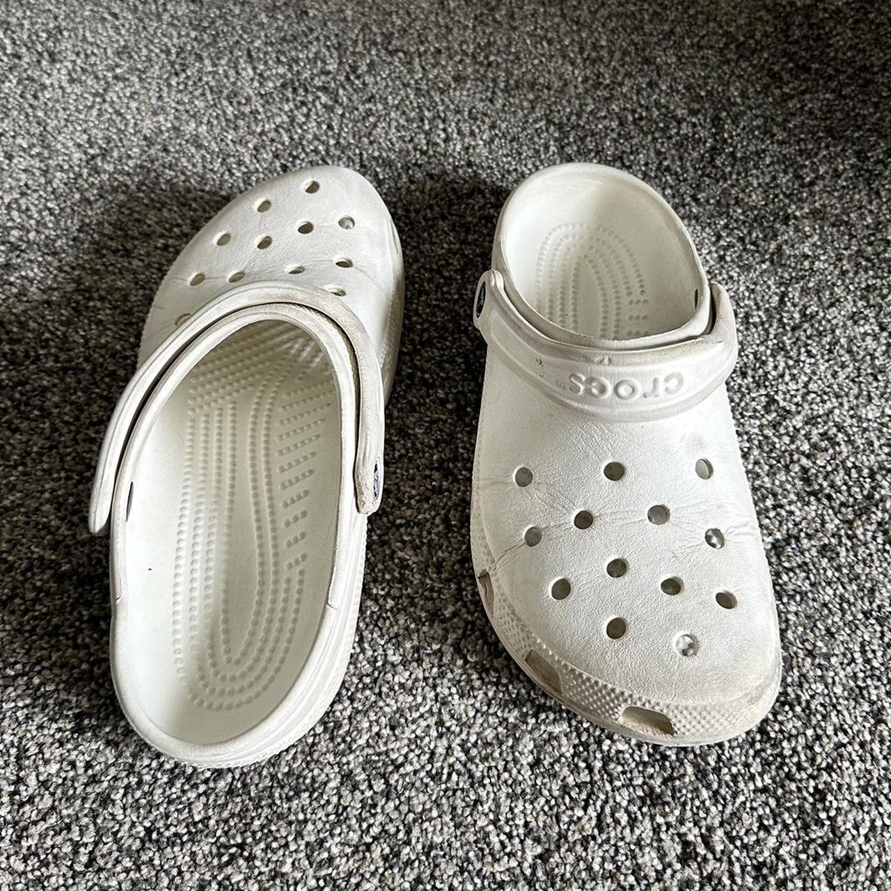 Used Crocs Classic in white with slight... | Depop