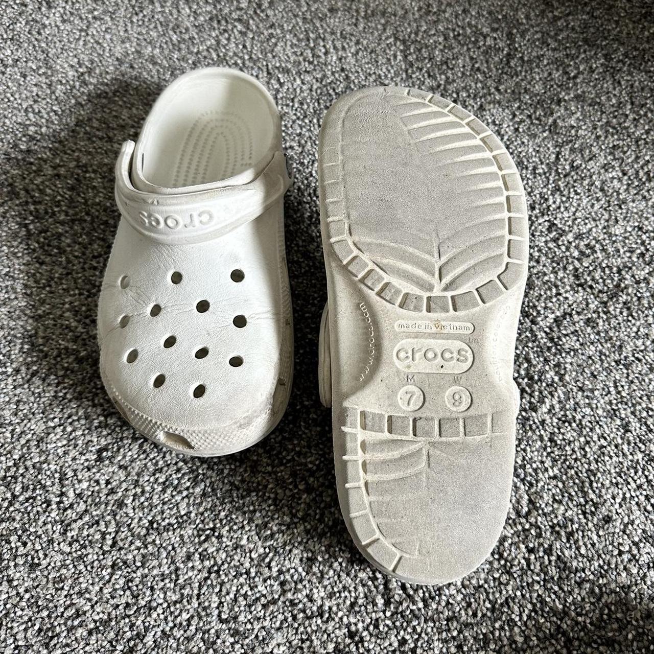 Used Crocs Classic in white with slight... | Depop