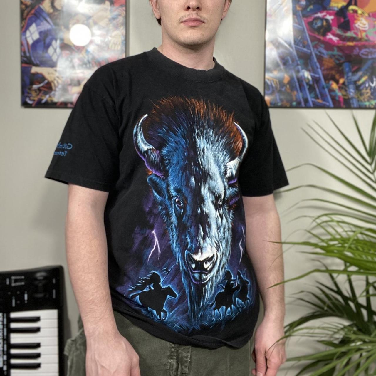 sick Buffalo Habitat 90s print t shirt Size: L pit... - Depop