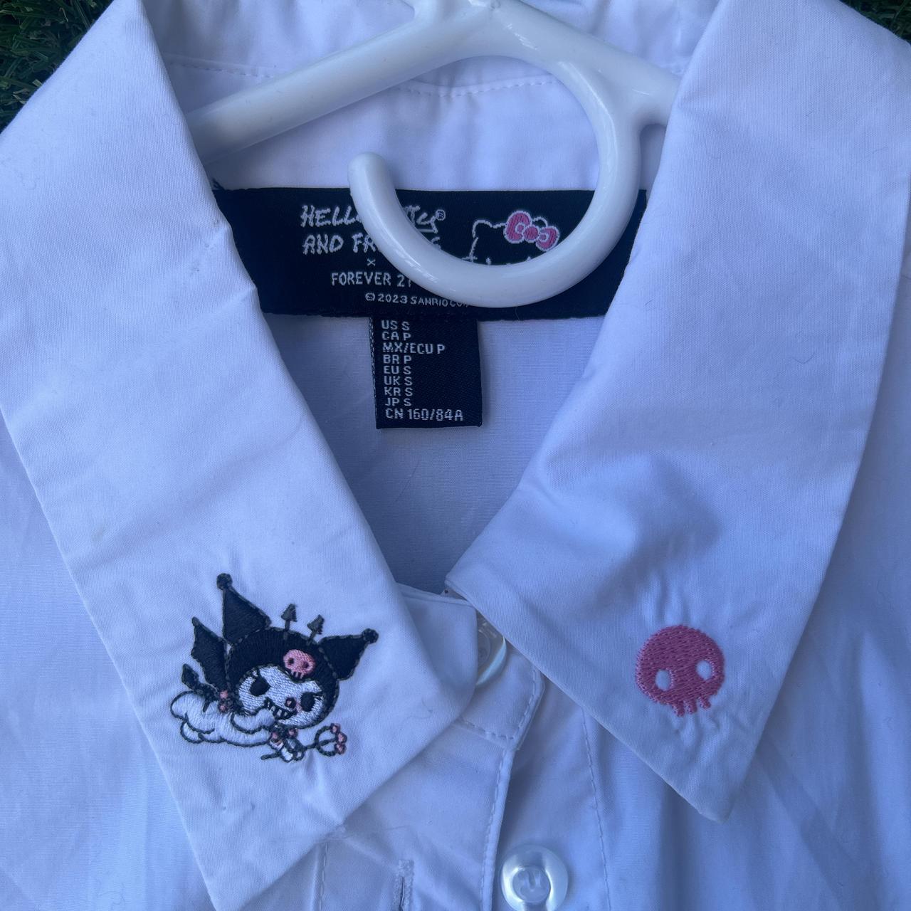 Hello kitty button up , kuromi name tag. ⚠️ this... | Depop