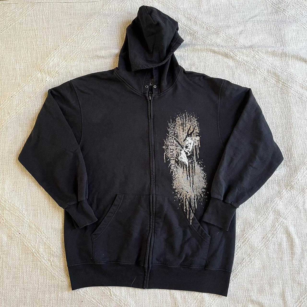 Mallgoth black zip up hoodie featuring gothic... - Depop