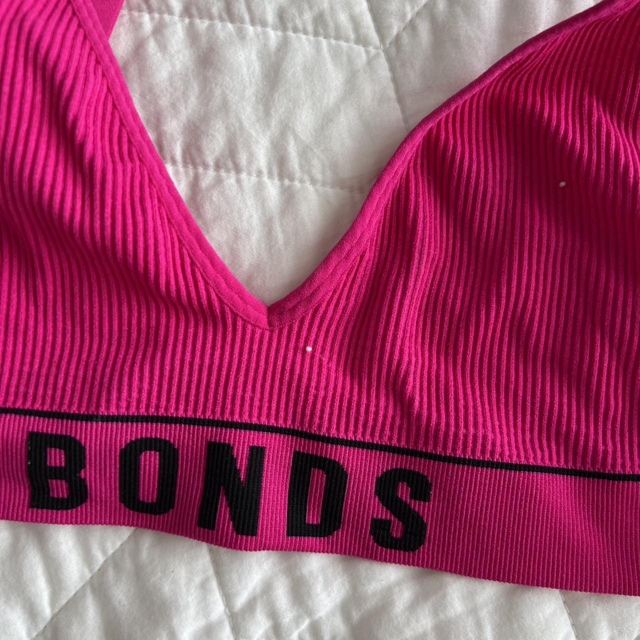 Bonds Women's Pink and Black Bra | Depop