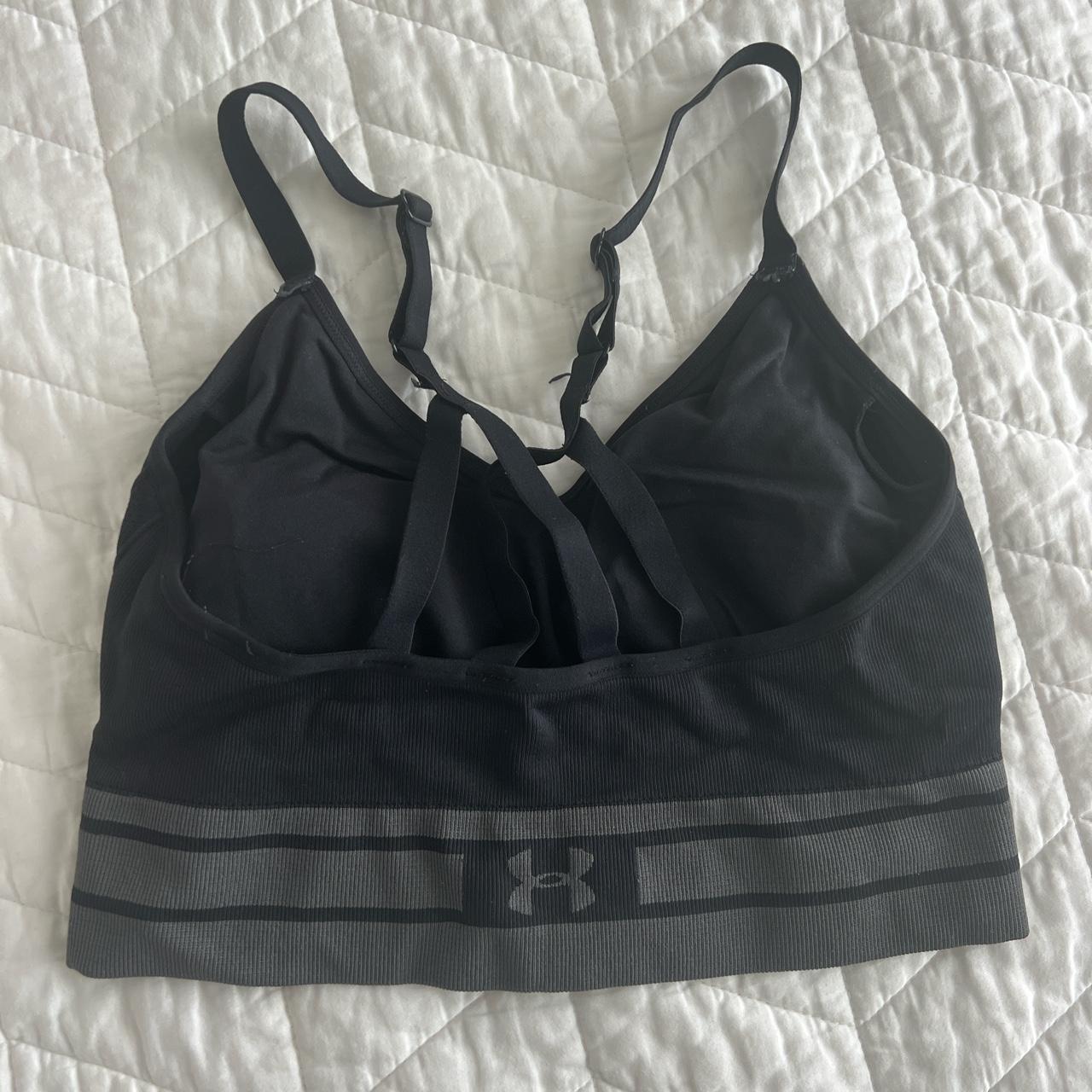 under armour black and grey sports bra with... - Depop