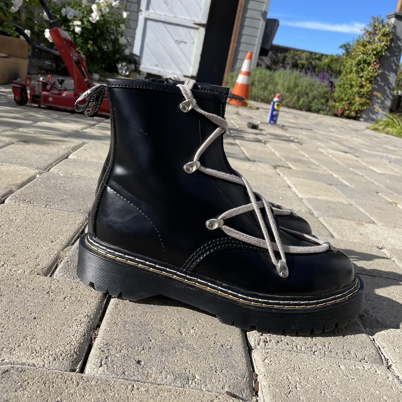 Black Rick Owens x Doc Martens 1460 Bex Boots worn... - Depop
