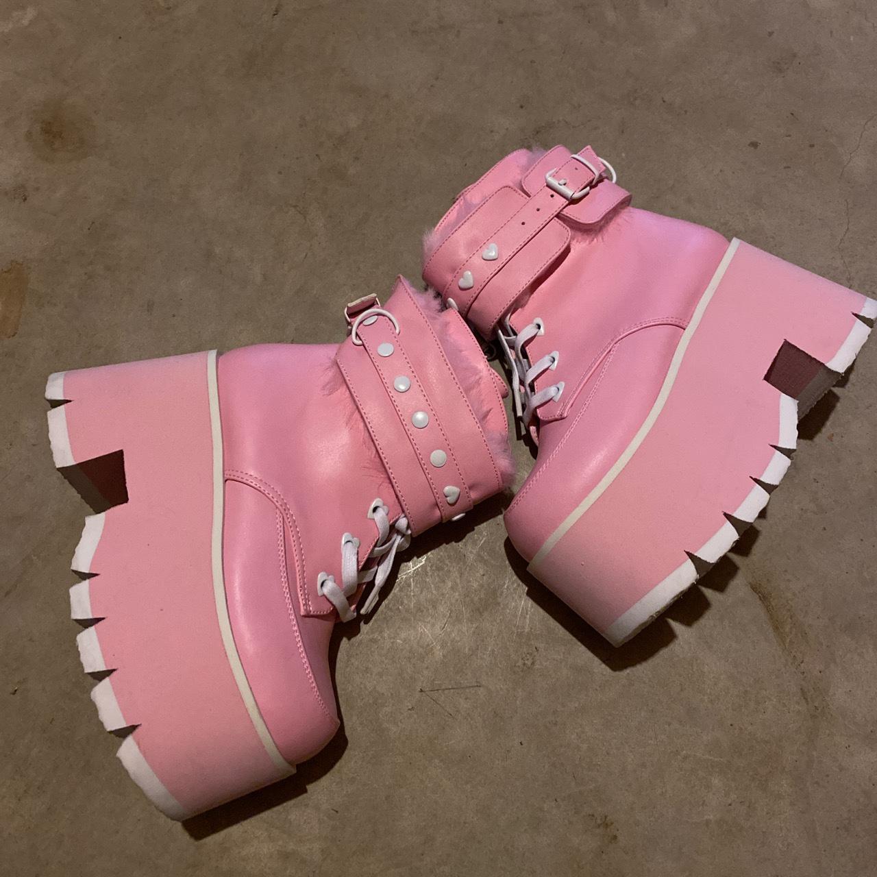 Demonia ashes-57 pink boot Worn once perfect condition - Depop