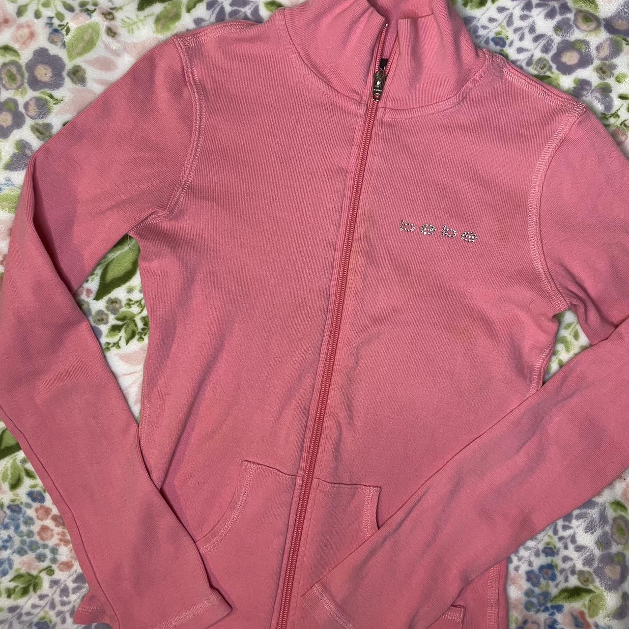 Bebe Women's Pink and Silver Jacket | Depop