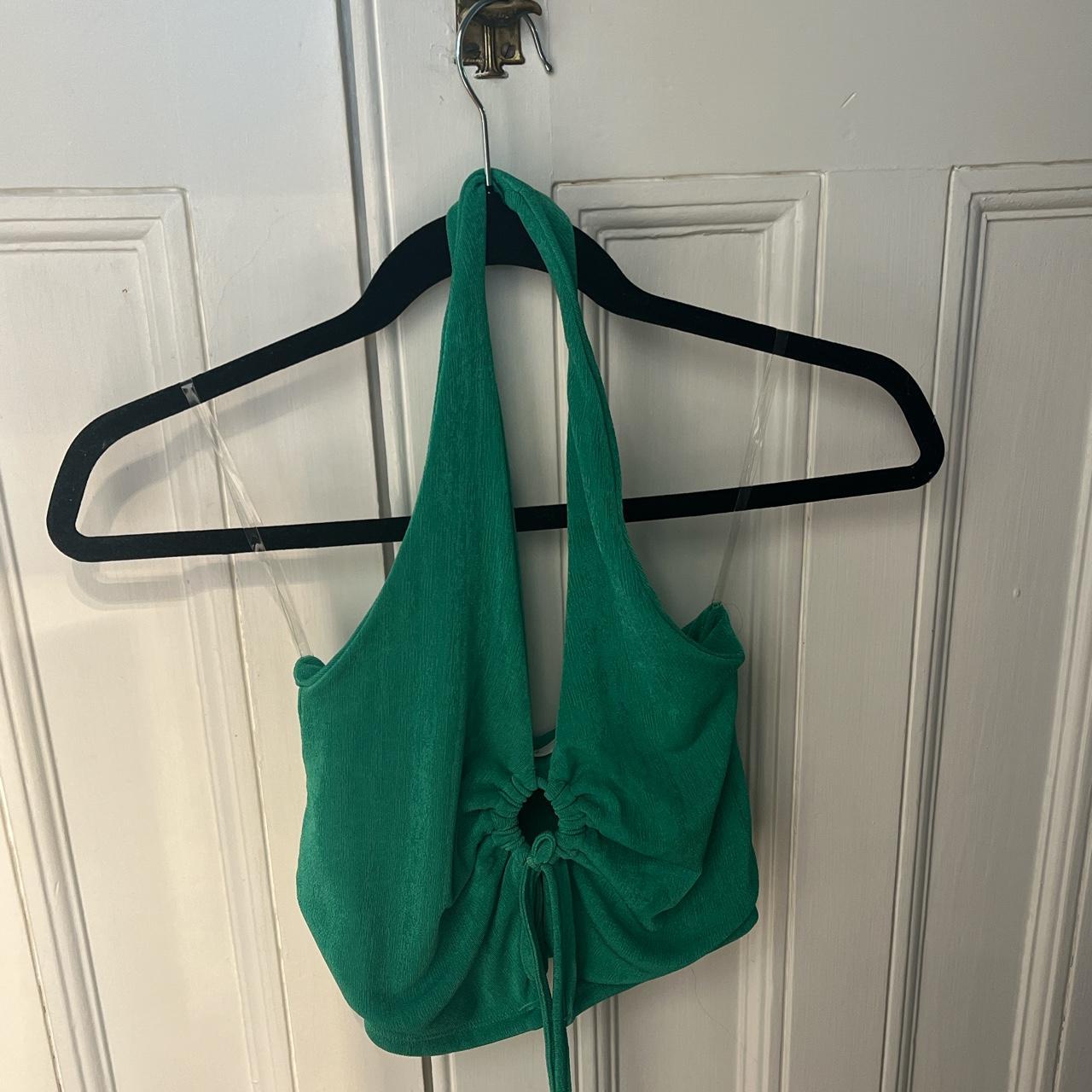 SUPRE GREEN RUCHED HALTER TOP - perfect summer top,... - Depop