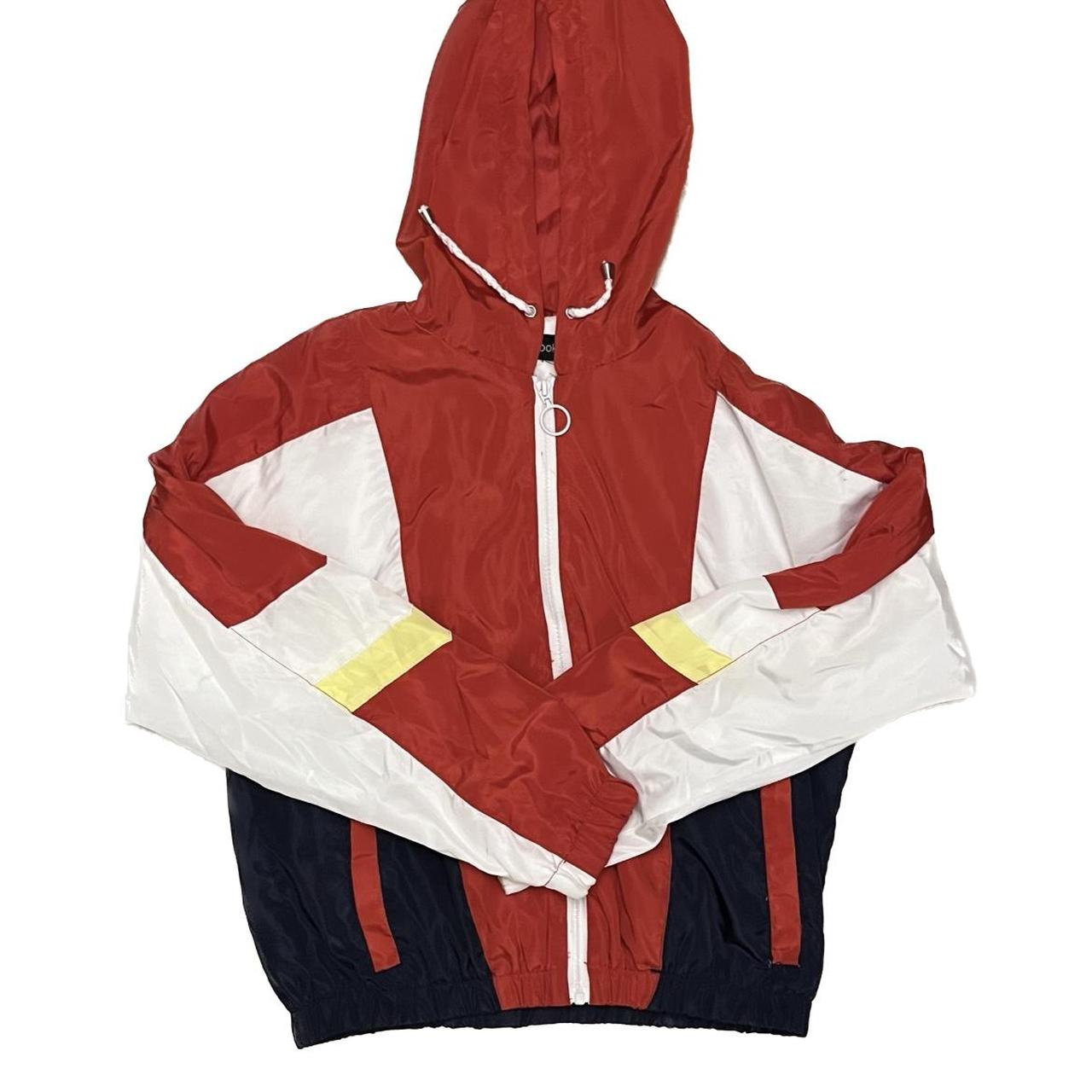 super cool windbreaker with hoodie !!!! size: M... - Depop