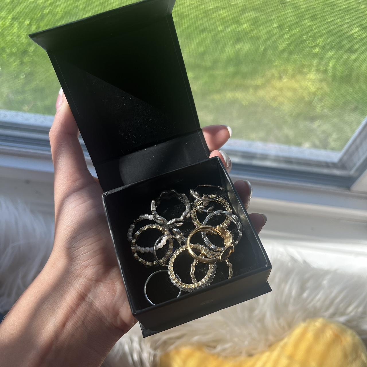 Box of random rings 💍 All size 5-8, mostly 7s - Depop