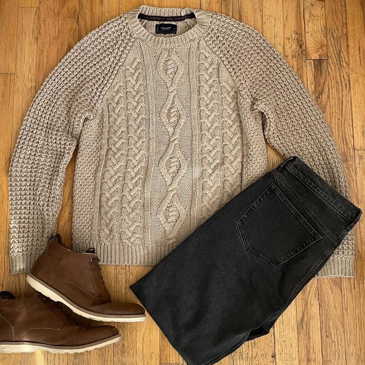 Comfy tan cable knit sweater. Perfect for... - Depop
