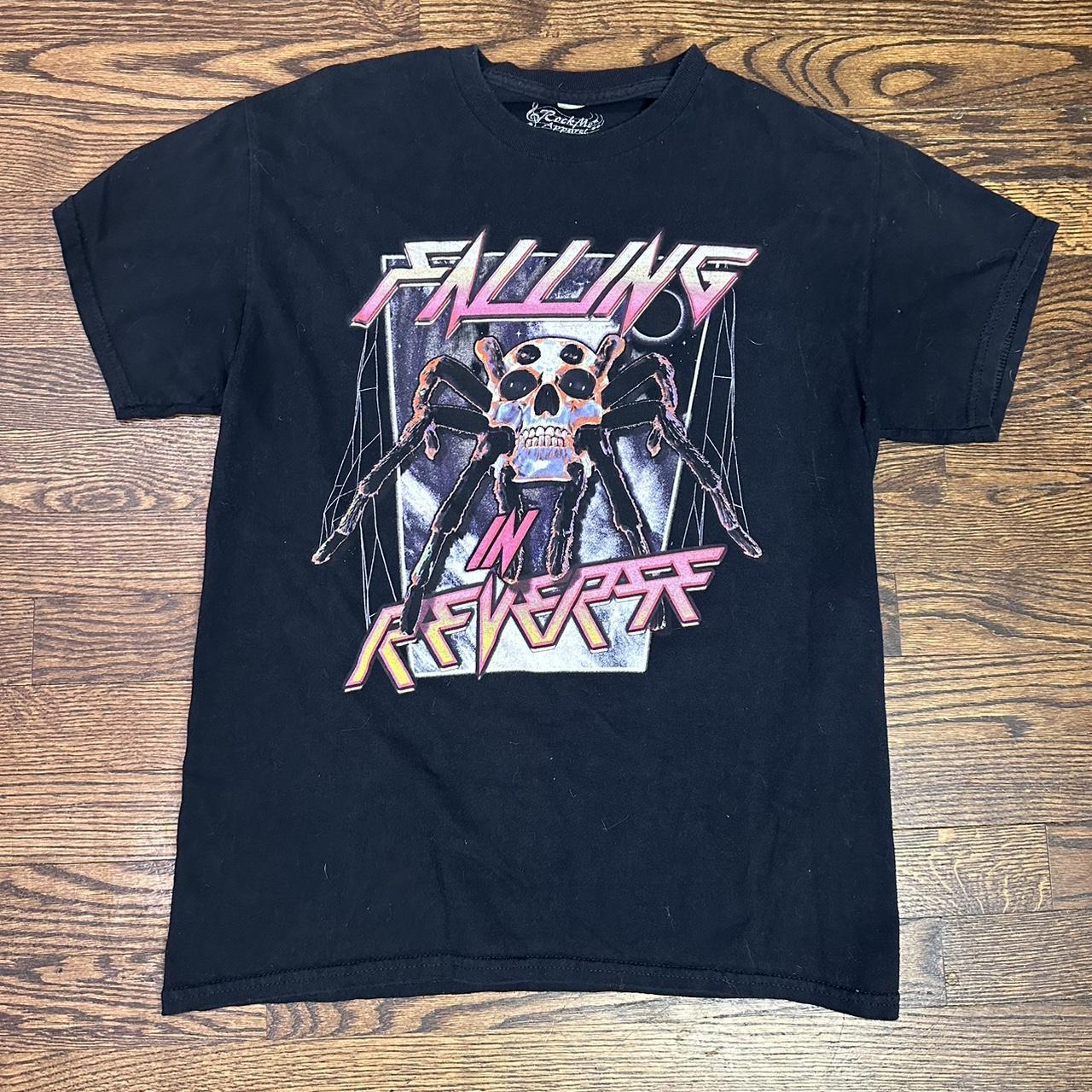 Falling in reverse skull/spider bandtee Size: Medium... | Depop