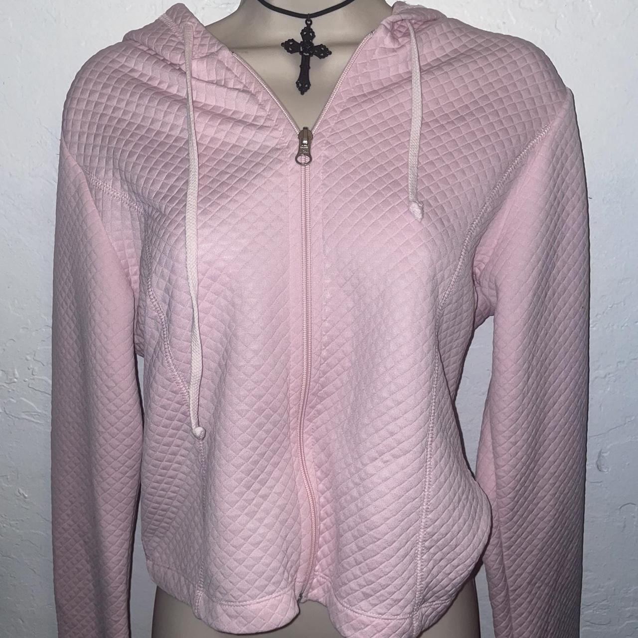 Coquette baby pink zip up🎀 -has this padding like... - Depop