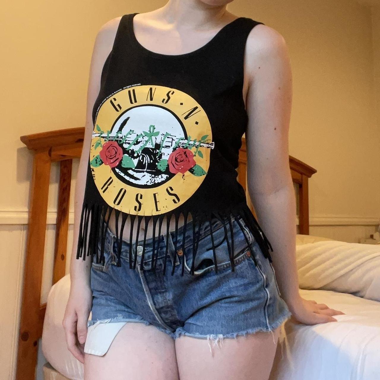 Guns N’ Roses black tank top Fringe bottom Looks... - Depop