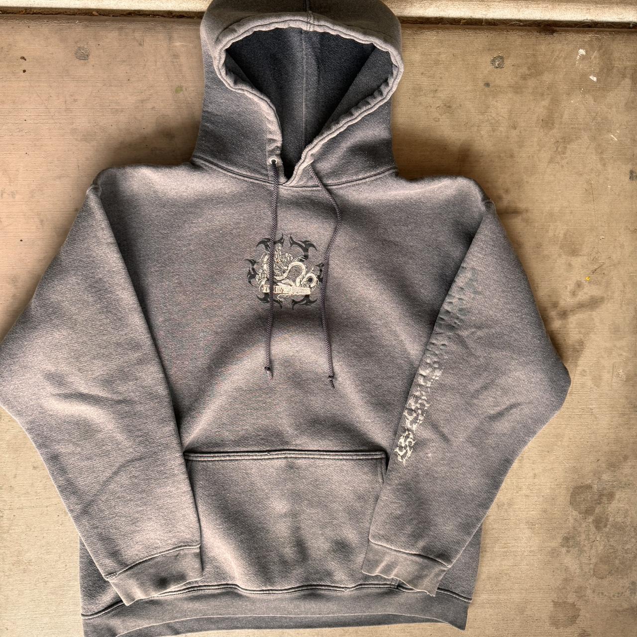 Vintage 90's Top Heavy Graphic Hoodie - Grey - Depop