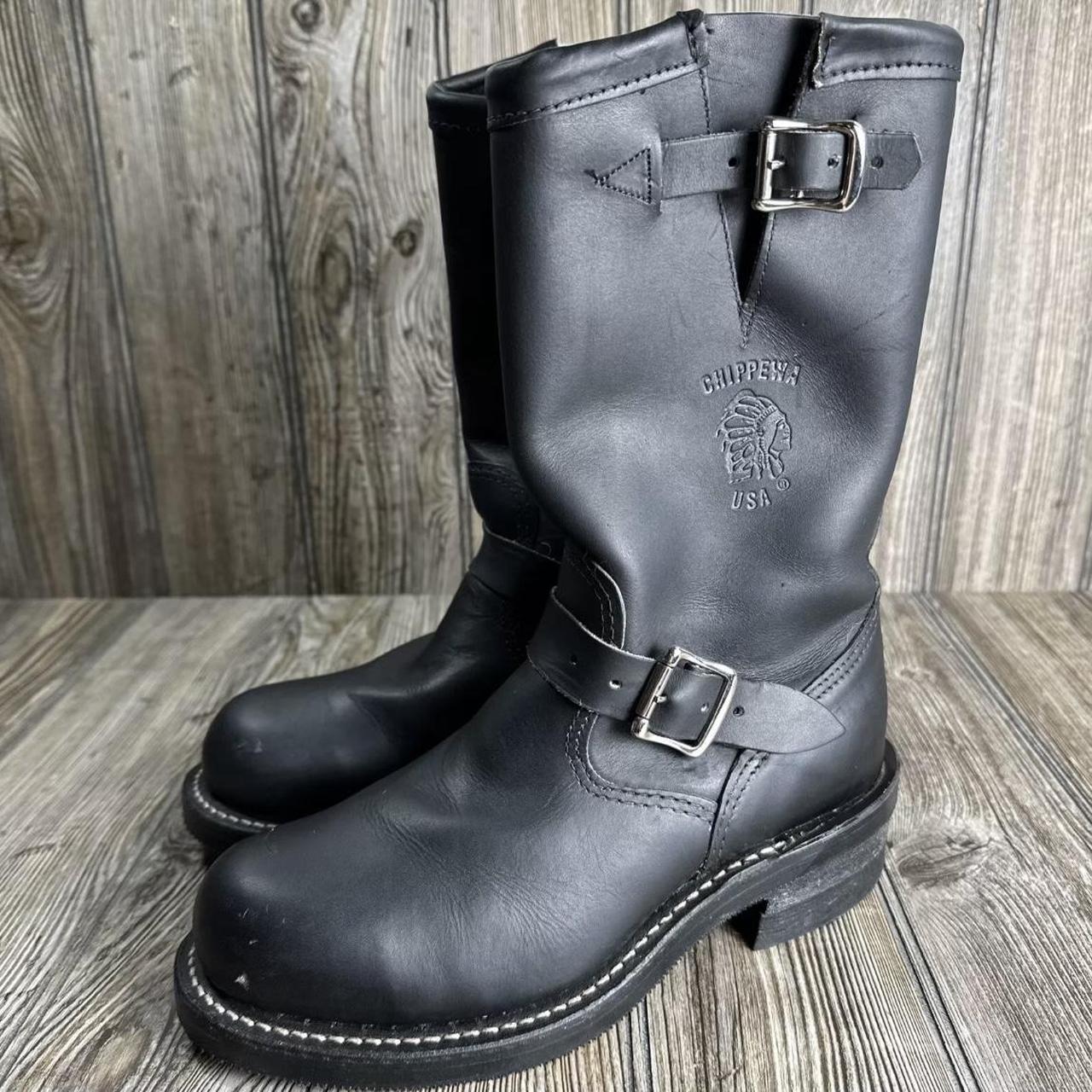 Chippewa Engineer Boots Mens 6D women’s 7.5 Black... | Depop
