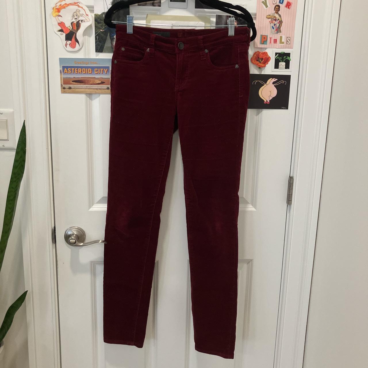 Maroon, corduroy pants in size 2. Too long for me... - Depop