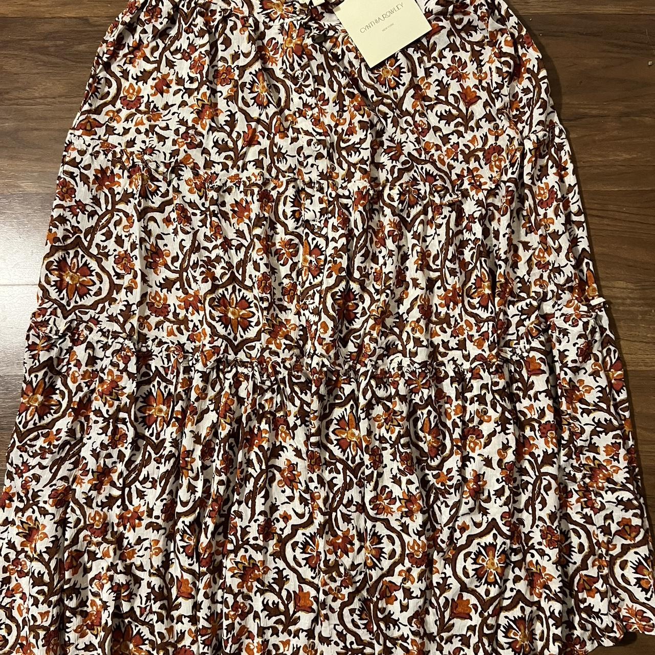 Cynthia Rowley long floral skirt. Buttons up, size... - Depop