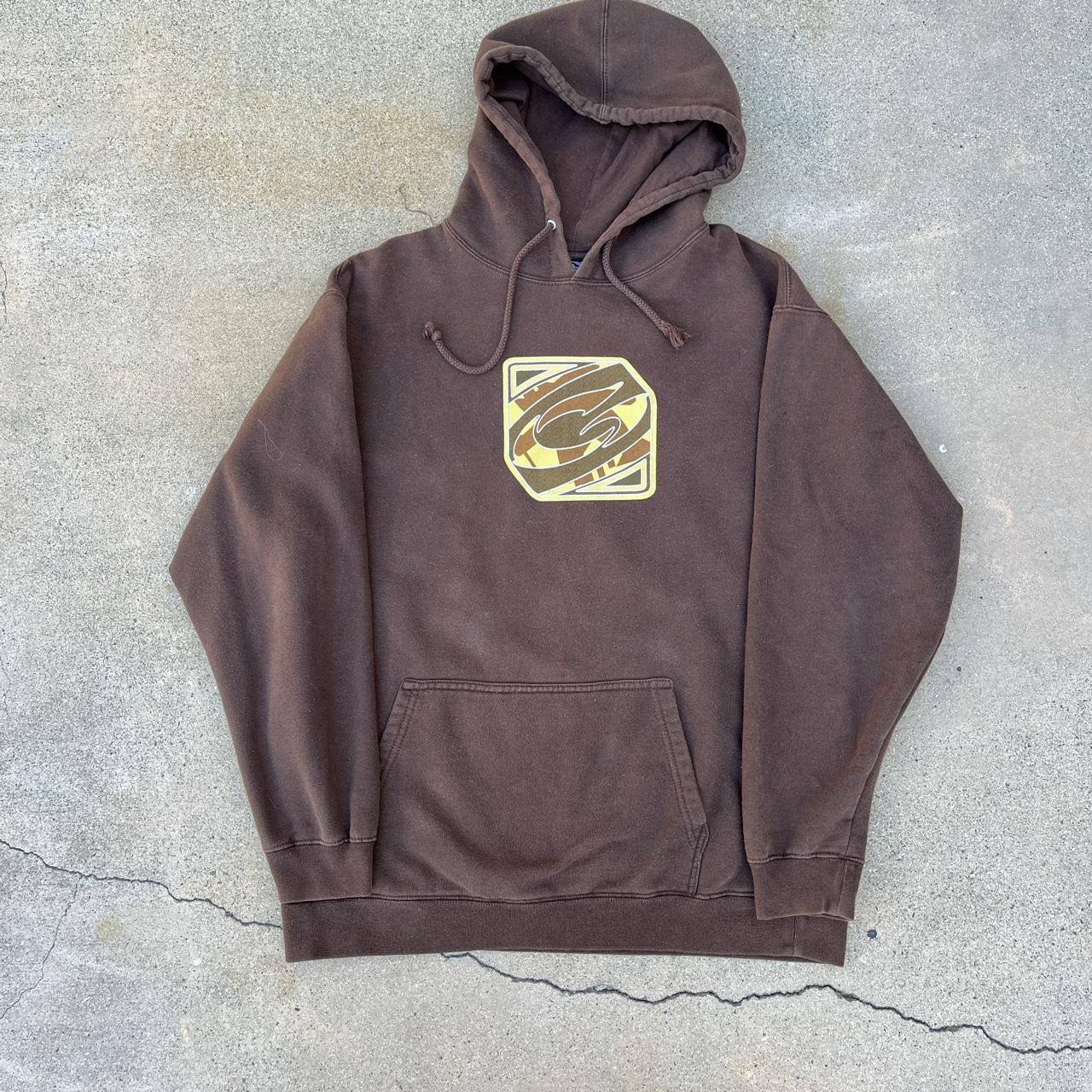 90s Gotcha Surf Brown Hoodie. No size tag, probably... - Depop