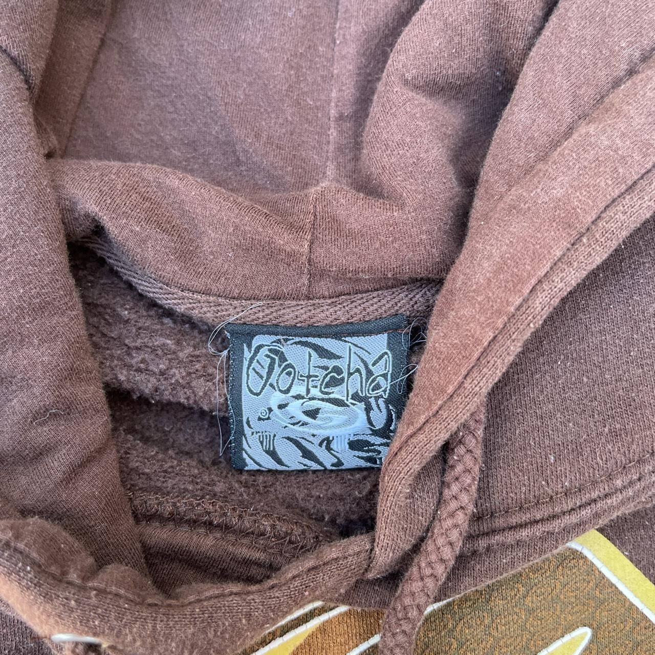 90s Gotcha Surf Brown Hoodie. No size tag, probably... - Depop