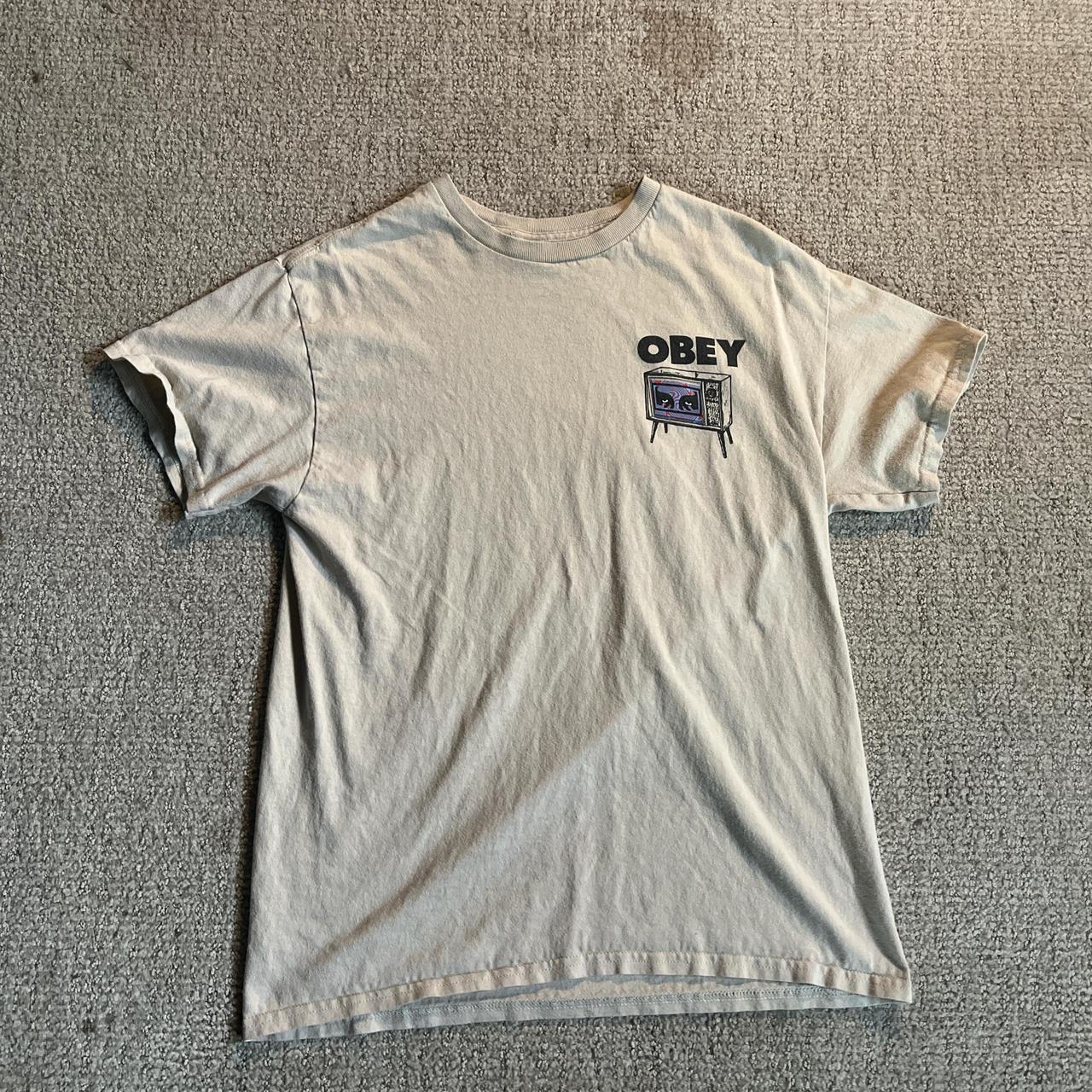 Medium Obey Graphic Tee Nice cream color #skate... | Depop