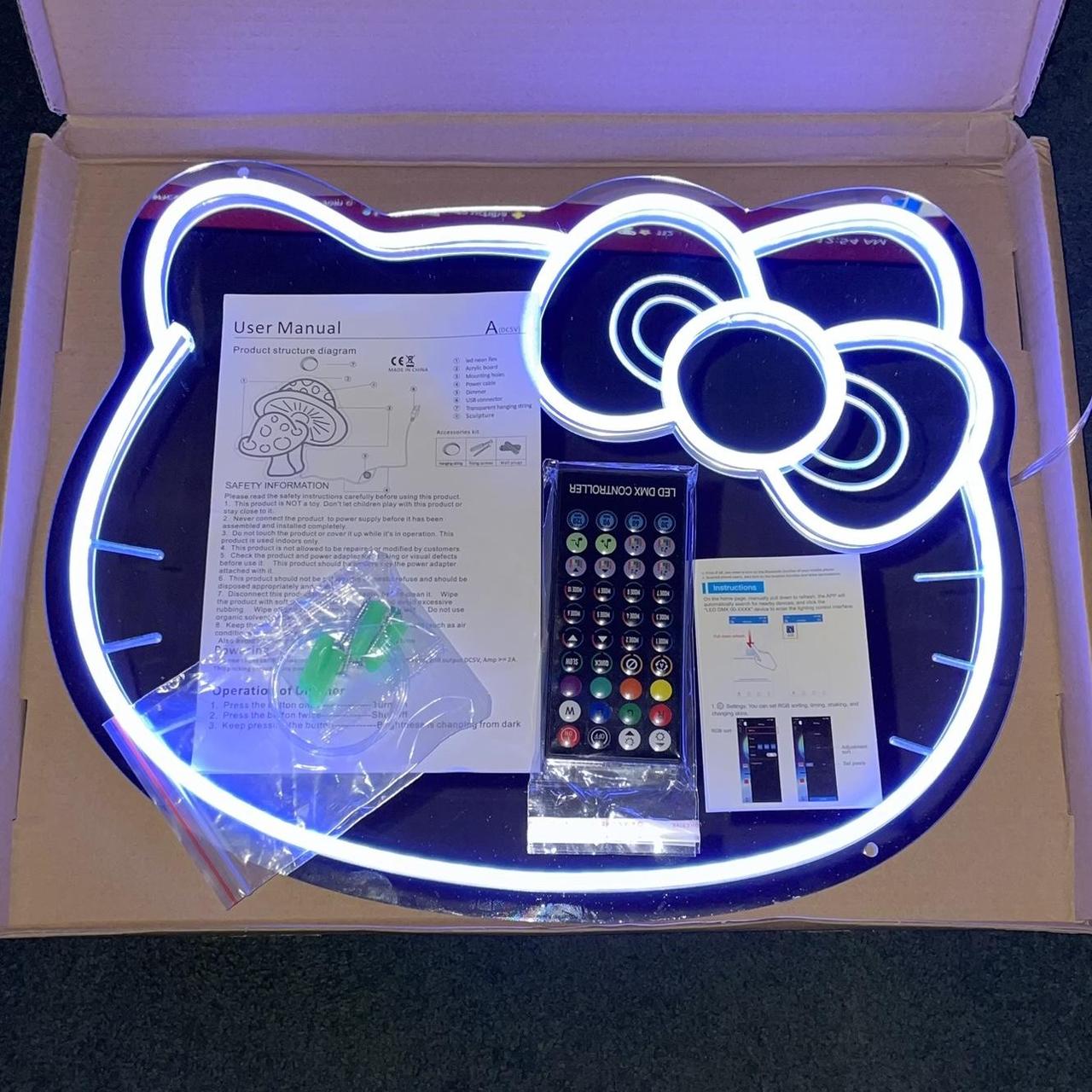 Hello Kitty LED Mirror Comes with: -Material to hang... - Depop