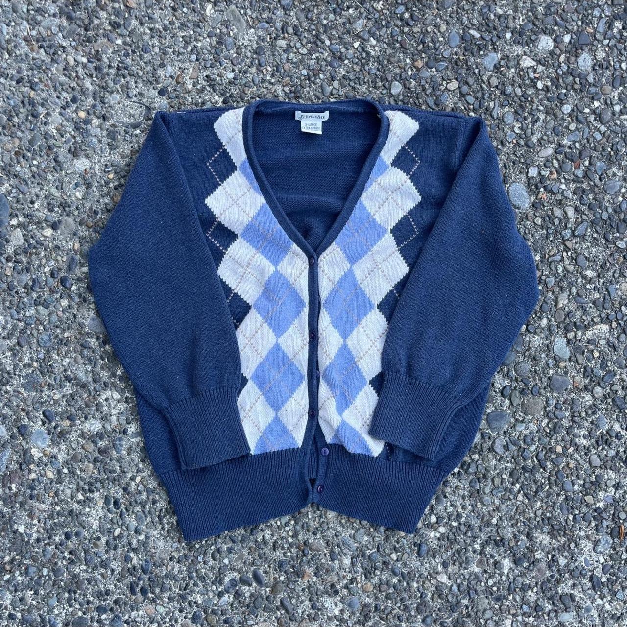 Vintage Argyle Preppy Cardigan Grandpa Sweater... - Depop