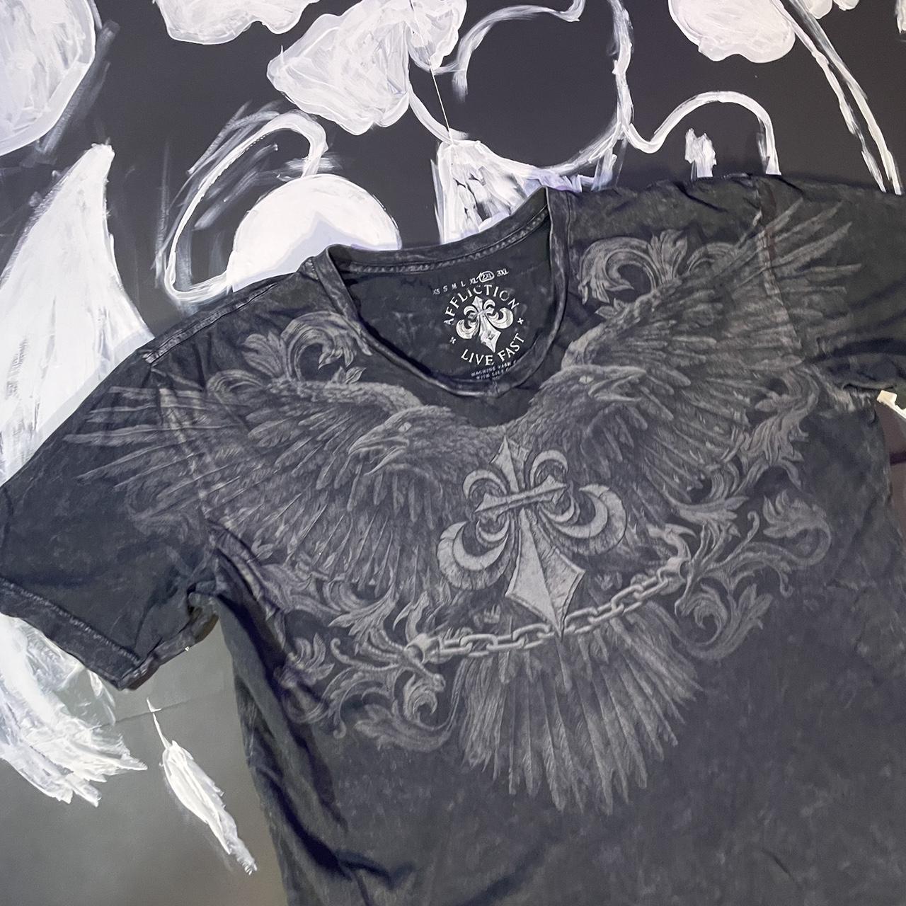 really fire design affliction tee pit to pit x... - Depop