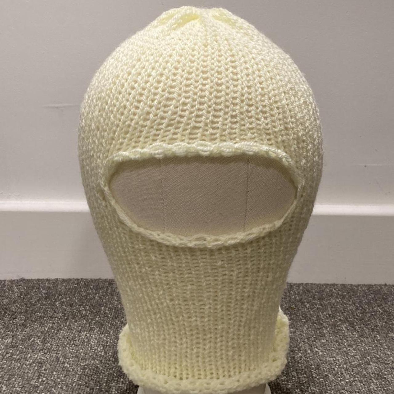 Knitted balaclava- handmade Unisex, pale yellow... - Depop