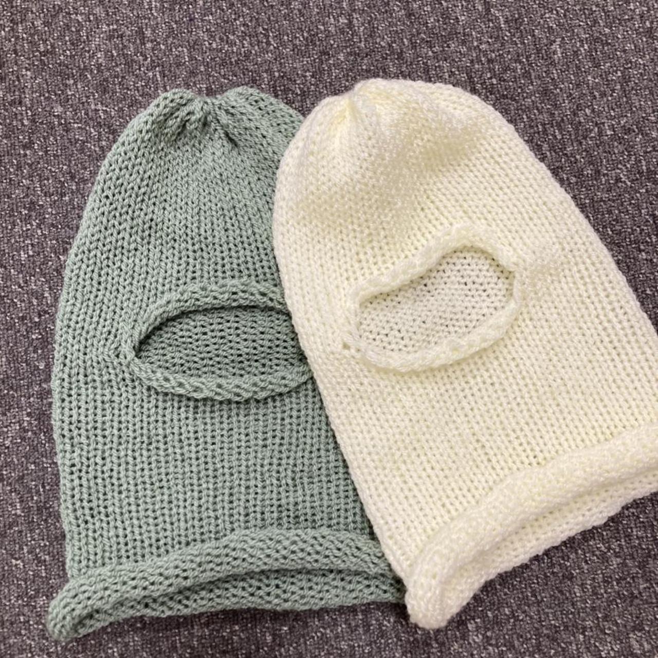 Knitted balaclava- handmade Unisex, pale yellow... - Depop