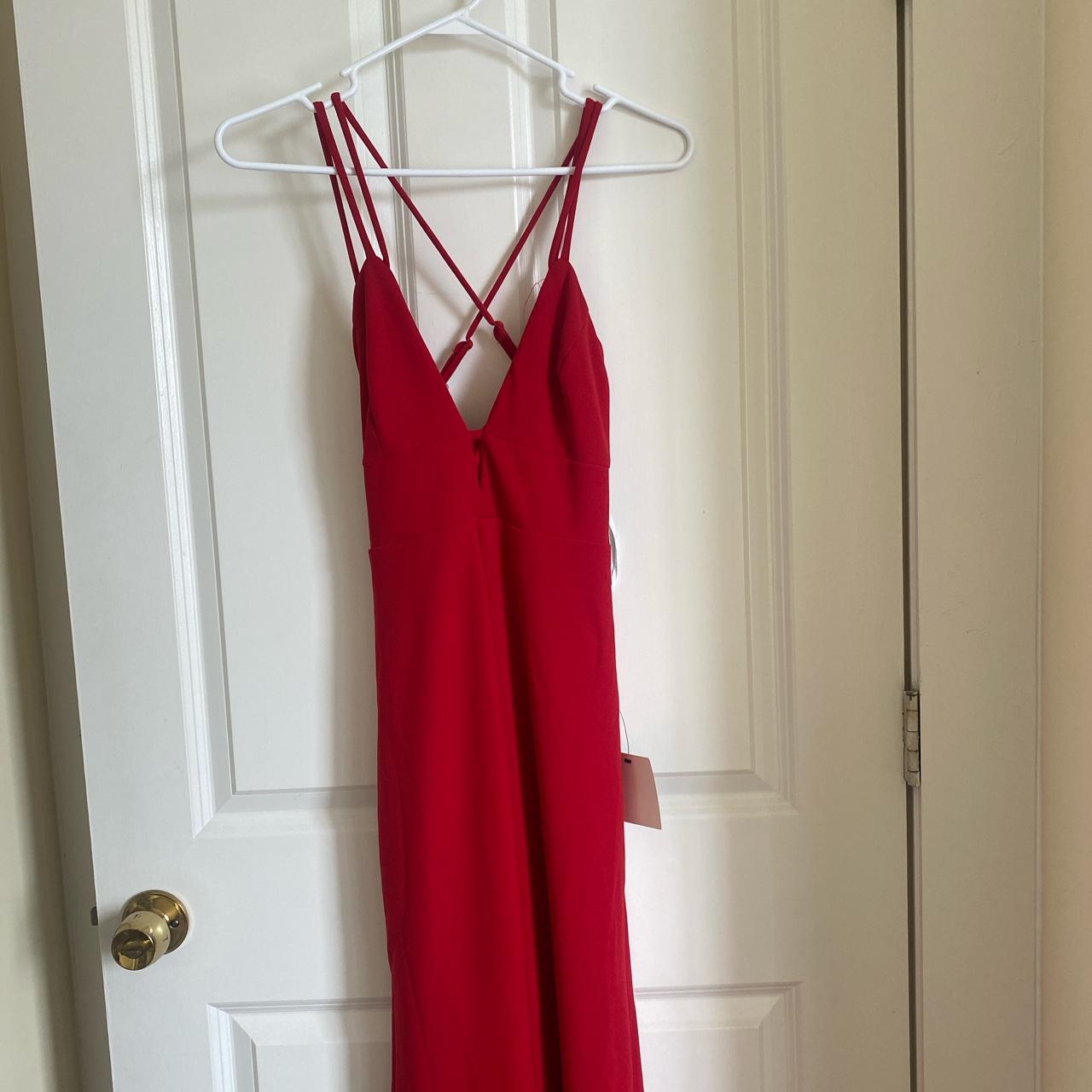lulus red maxi dress low neckline #lulus #maxidress... - Depop